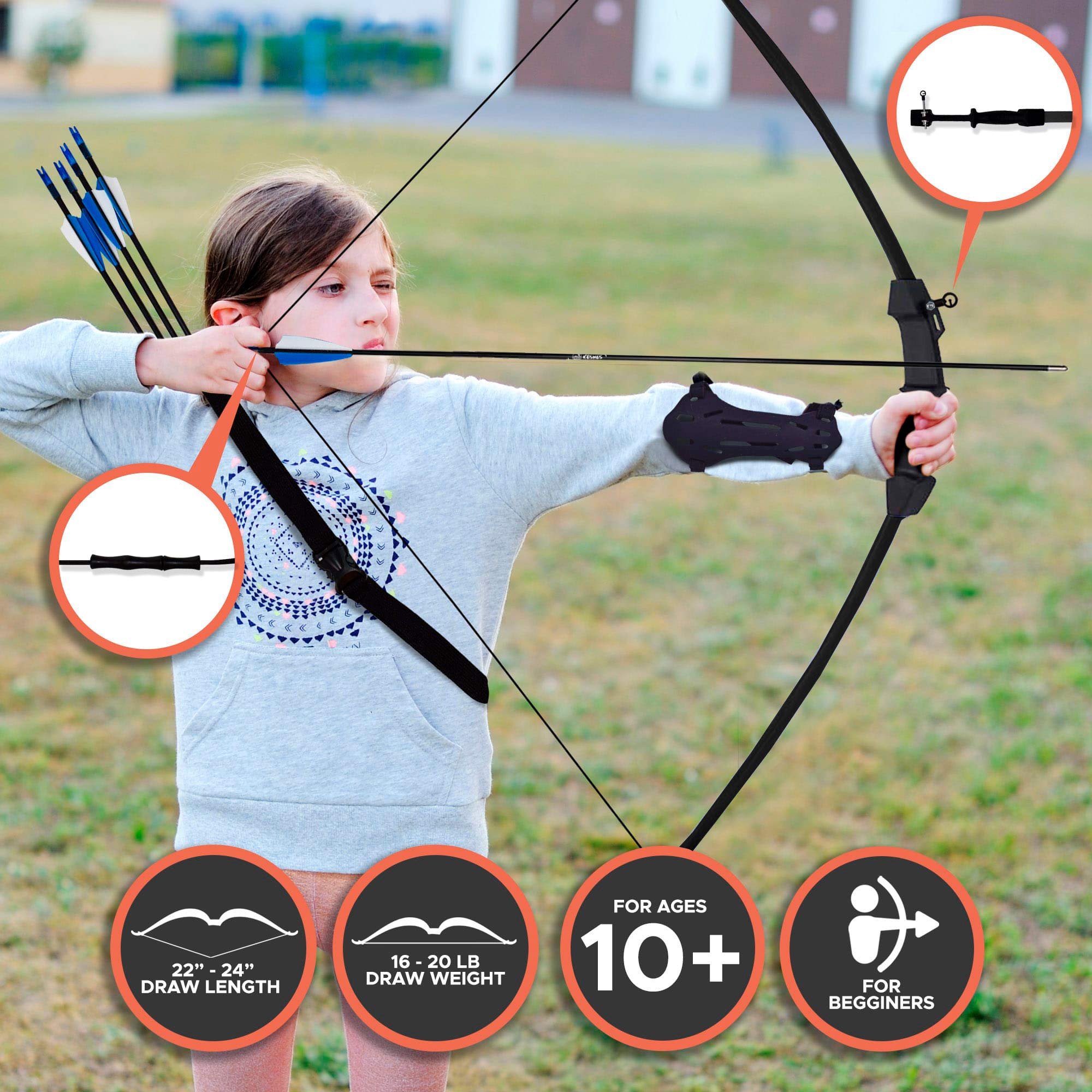 Keshes Archery Recurve Bow and Arrow Youthbow Set - 44" Beginner Breakdown Bows for Outdoor Practice β Longbow kit with Equipment for Youth and Kids