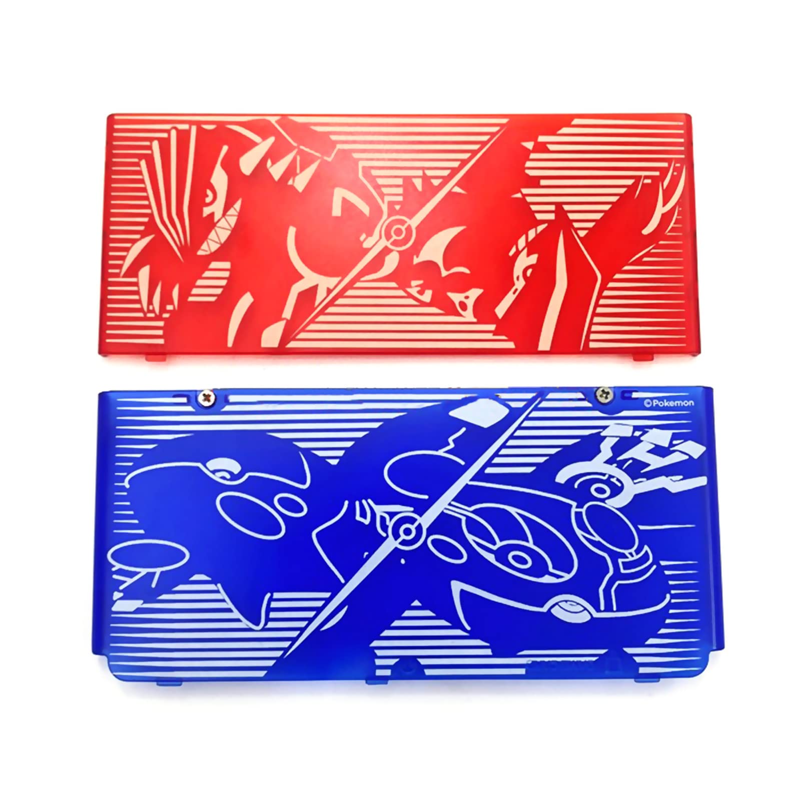 New 3DS Housing Cover Plates Blue & Red Replacement, for Nintendo New3DS Handheld Game Console, PKM Edition Top & Bottom A E Faceplate Case Shells Casing Coverplate 2 PCS Spare Parts