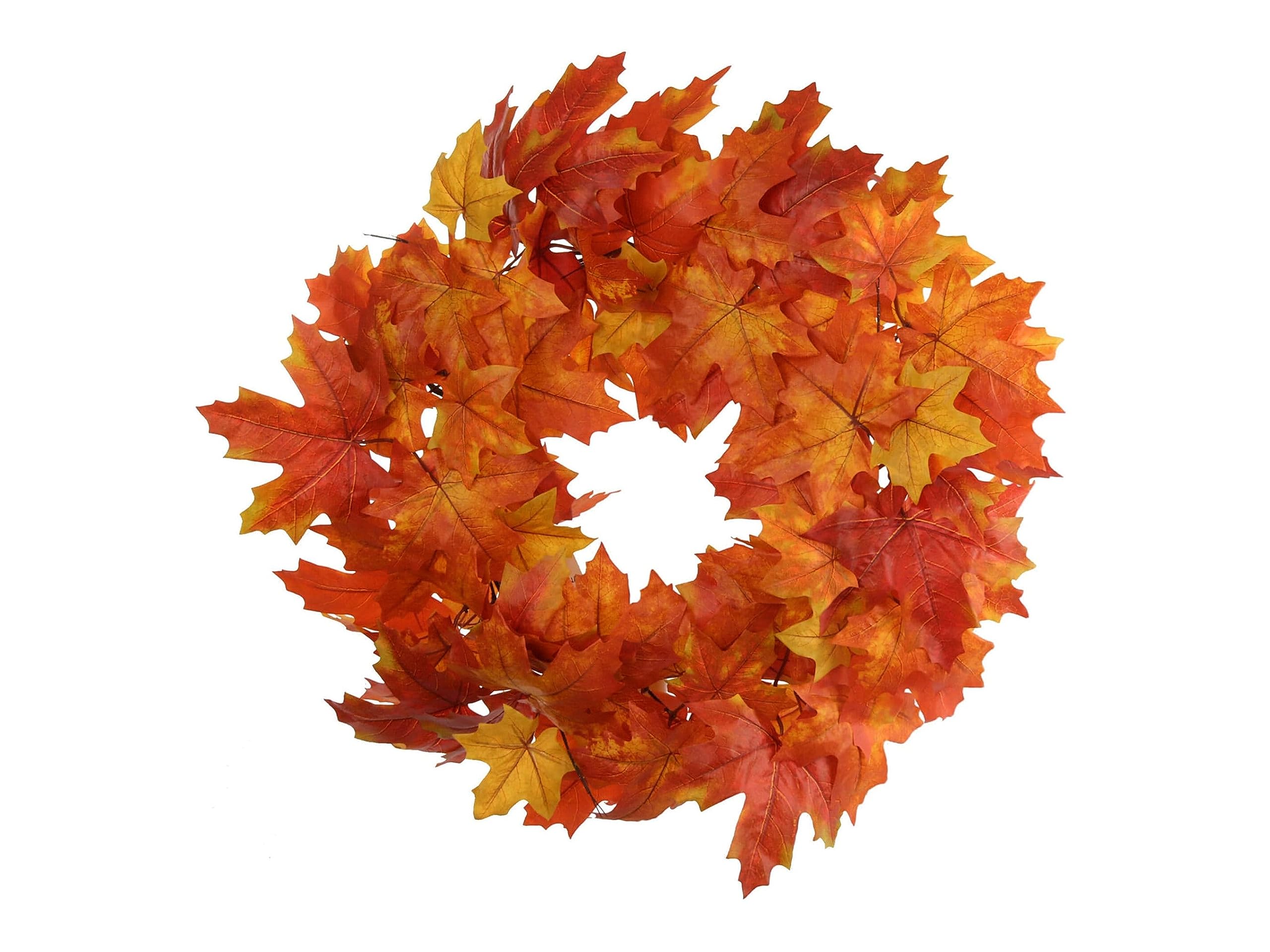 Larksilk 24" Multi-Colored Maple Leaf Wreath - Silk Leaves, Lifelike Design, Fall Front Door Decor for Thanksgiving & Autumn Home or Office.