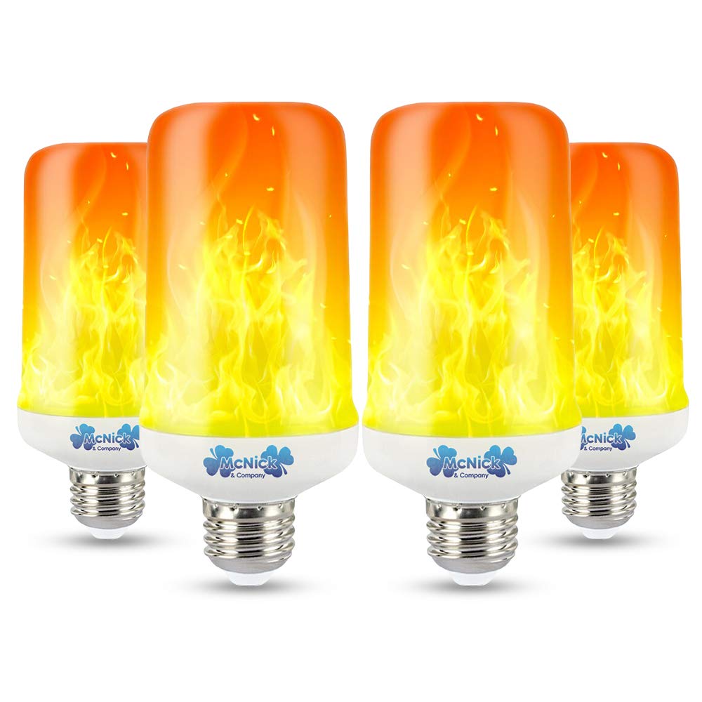 MCNICK & COMPANY Flame Light Bulbs - LED Flickering Bulbs (4 Pack) - Flicker Flame Light Bulbs That Look Like Gas Lanthern - Light Bulbs That Look Like Flames
