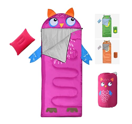 Kids Camping Sleeping Bag with Pillow, Indoor & Outdoor Use, Waterproof & Lightweight, Ideal for Backpacking & Camping, 3 Season (Spring, Summer, Autumn)