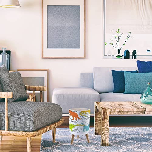 SHL96PZGX Small Garbage Can with Lid Grunge Seamless with Dinosaur on White Print for Boys with Wood Long Legs Simple Human Trash Can for Kitchen, Bathroom, Dog Proof, 1.8 Gallon - 7L