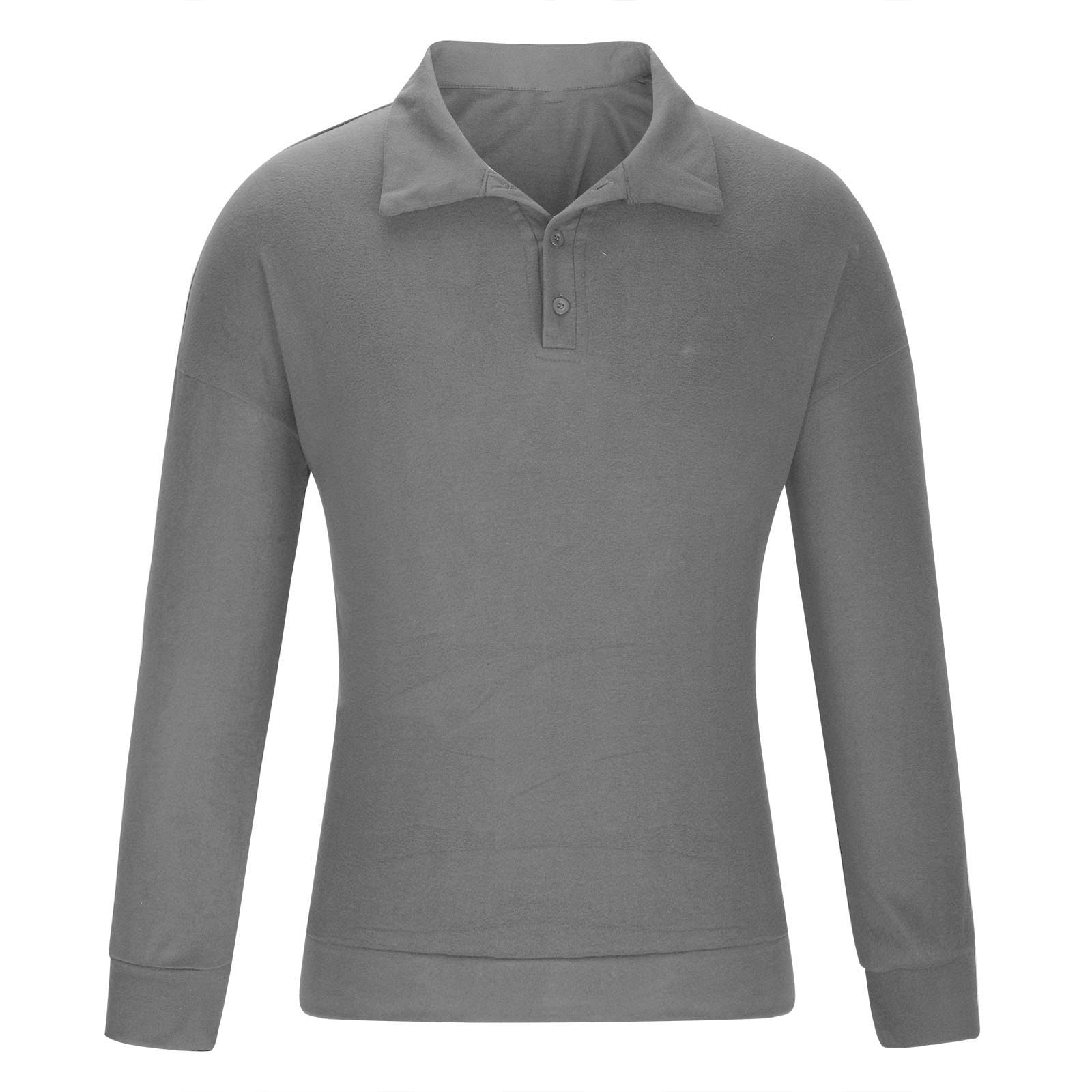 Mens Henry Shirt,Polo Shirts Fashion Lapel Button Long-Sleeve T-Shirt Tops for Men Solid Pullover Business Polo Shirt Gray