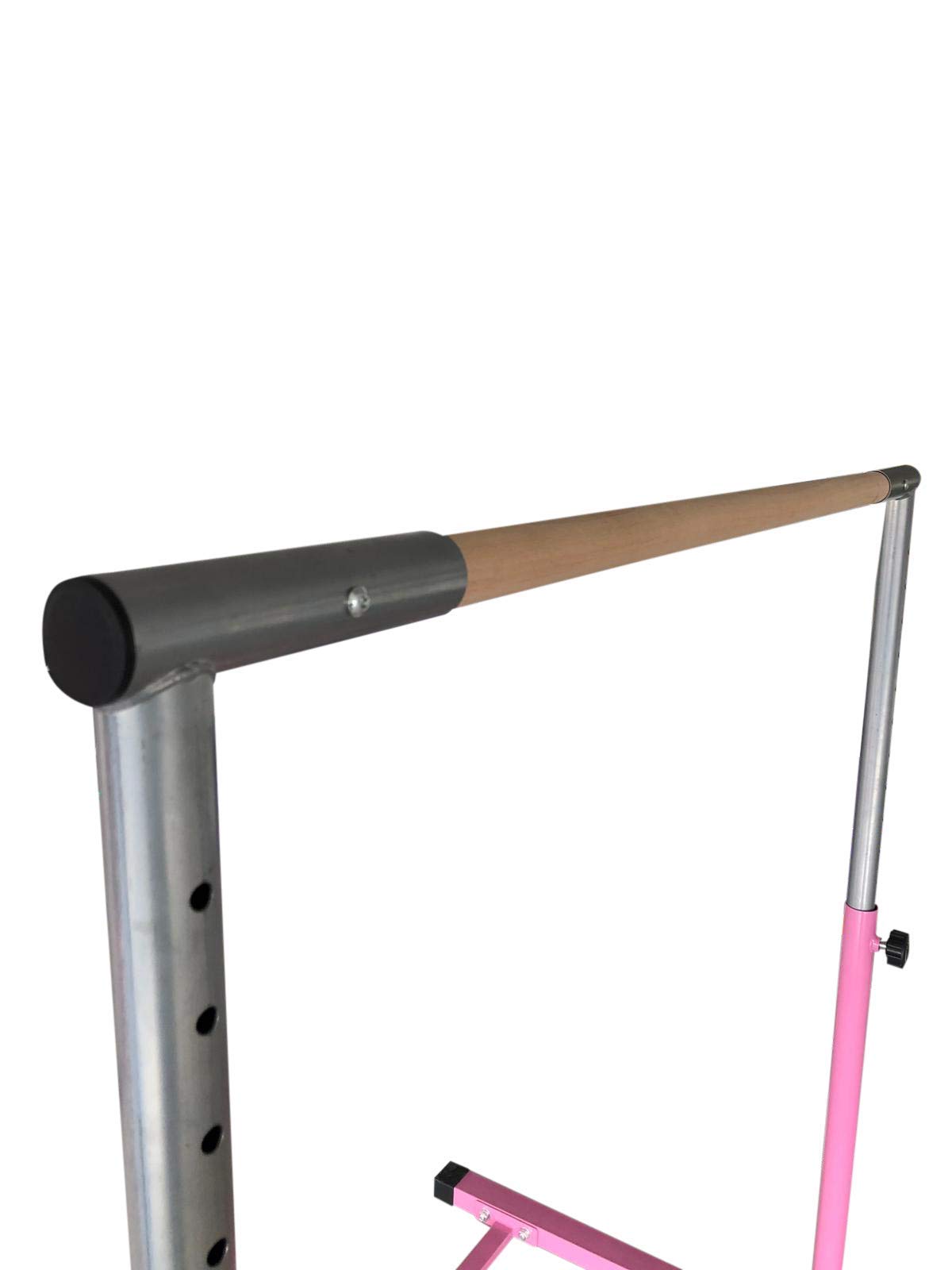 Kids Kip Bar Jungle Gym Professional Horizontal Gymnastics Asymmetric Bar Height Adjustable Expandable 3 to 5 FT Pink