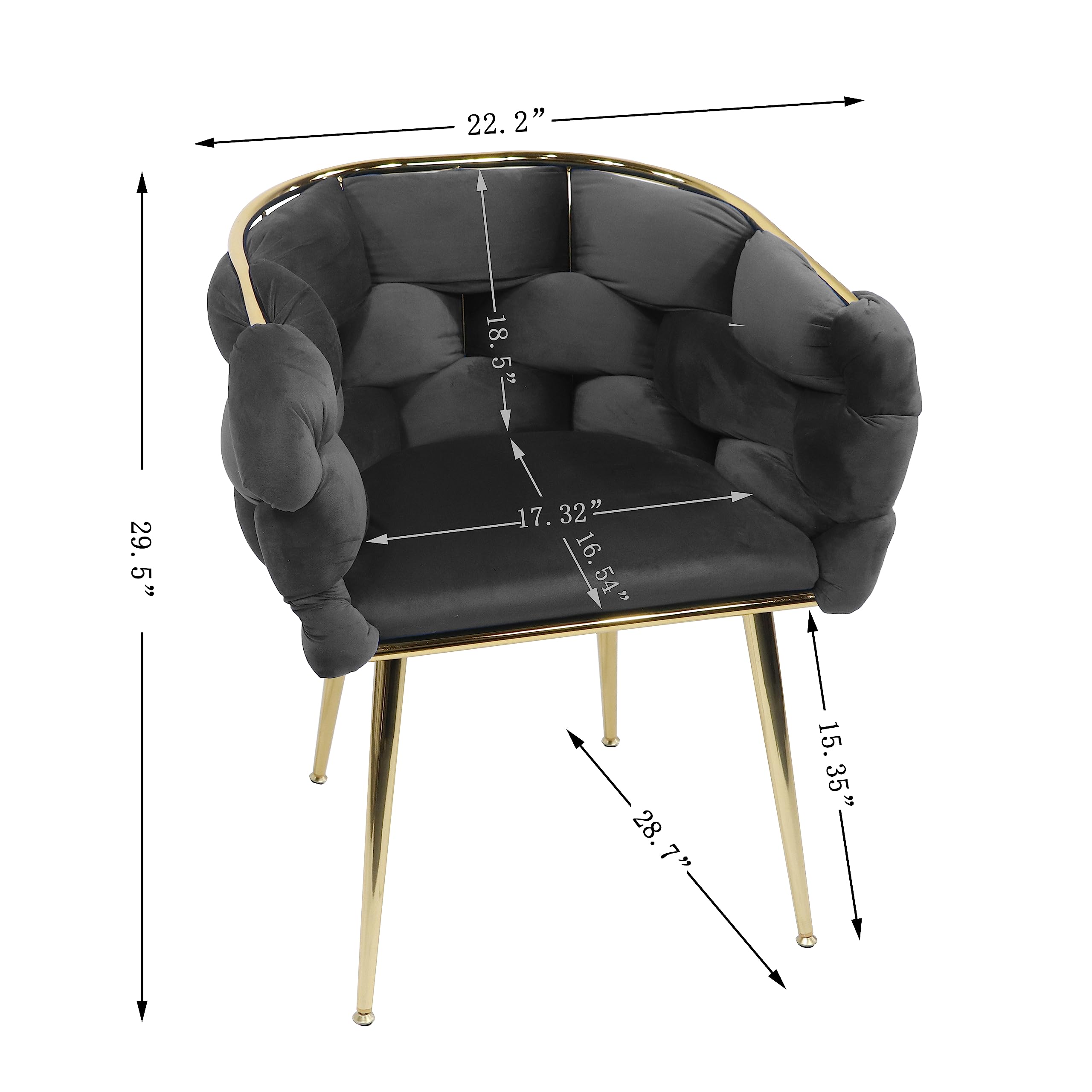 INMOZATA Velvet Chair Modern Dining Chair with Gold Legs, Upholstered Accent Chairs for Dining Room, Kitchen, Vanity, Living Room,Black