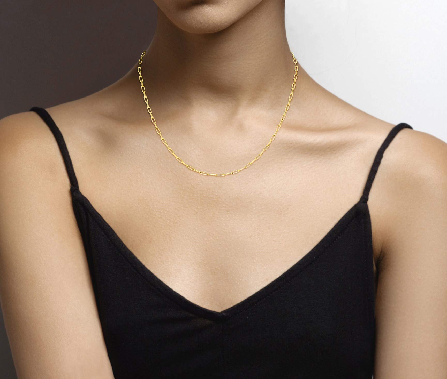 Miabella Solid 18K Gold Over 925 Sterling Silver Italian 2.5mm Paperclip Link Chain Necklace for Women, Made in Italy (18 Inches (women's average length))