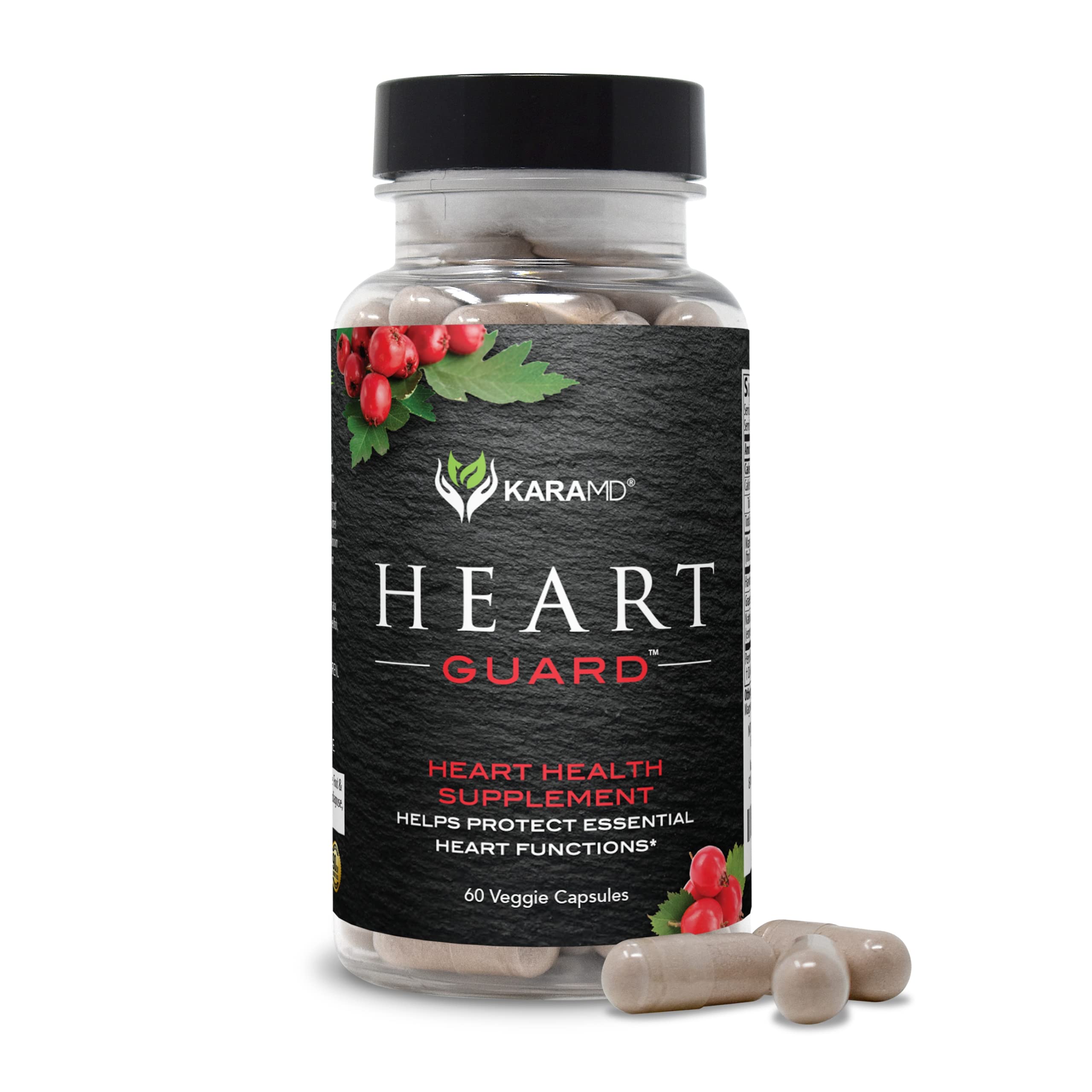 KaraMD Heart Guard - Heart Supplement with Magnesium, Nattokinase, Hawthorn Berry & Grapeseed Extract - Vegetable Capsules - 30 Servings (60 Capsules)