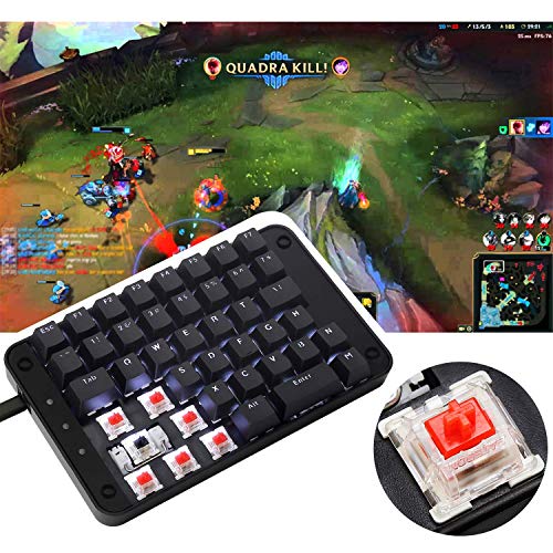 Koolertron Gateron Red Switches Programmable Gaming Keypad, Mechanical Gaming Keyboard with 43 Programmable Keys, Single-Handed Keypad Macro Setting (Gateron Red Switche)