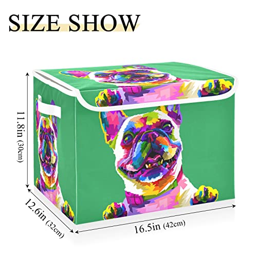 xigua Dog Storage Bins with Lids and Carrying Handle,Foldable Storage Boxes Organizer Containers Baskets Cube with Cover for Home Bedroom Closet Office Nursery