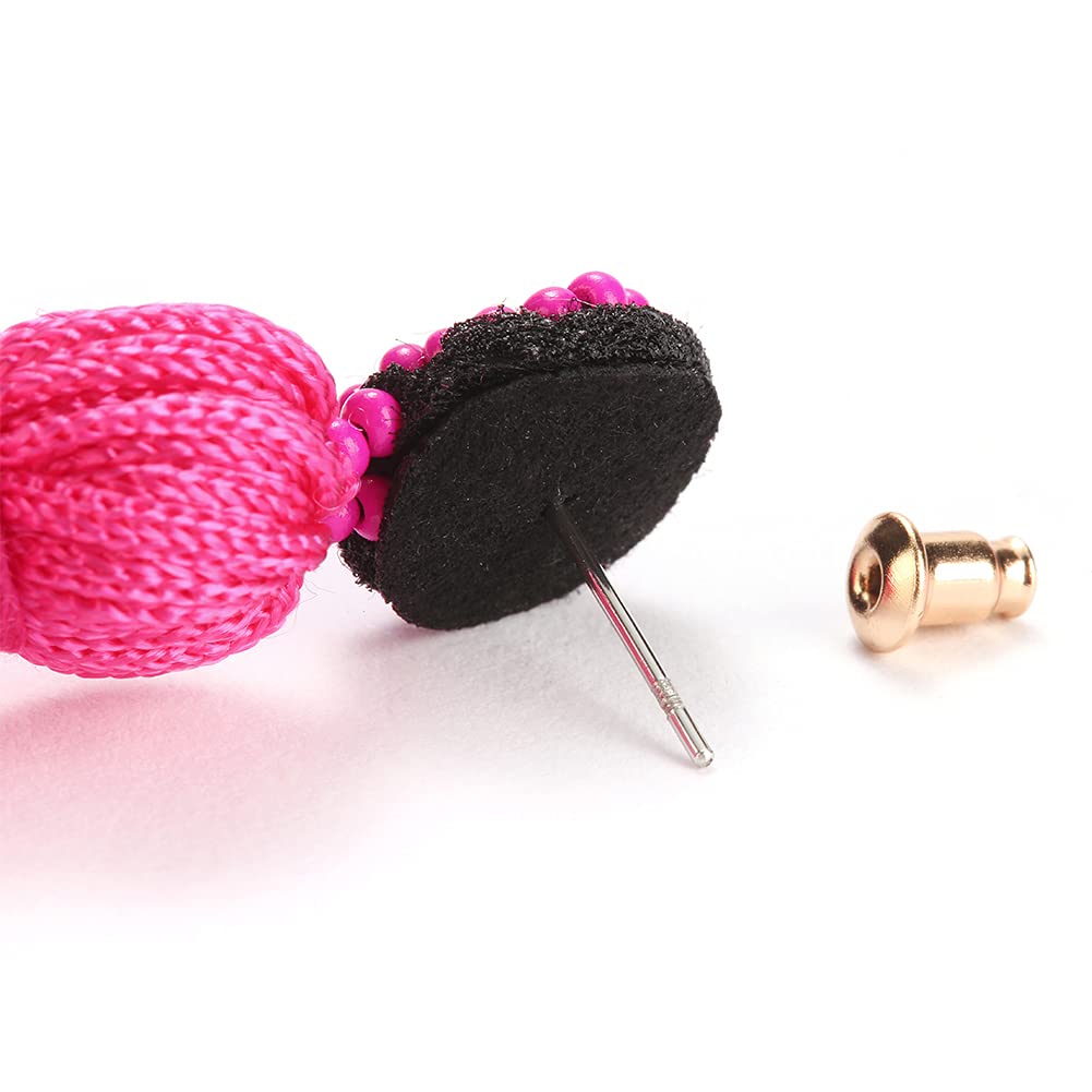 long tassel earrings (Hot Pink E)