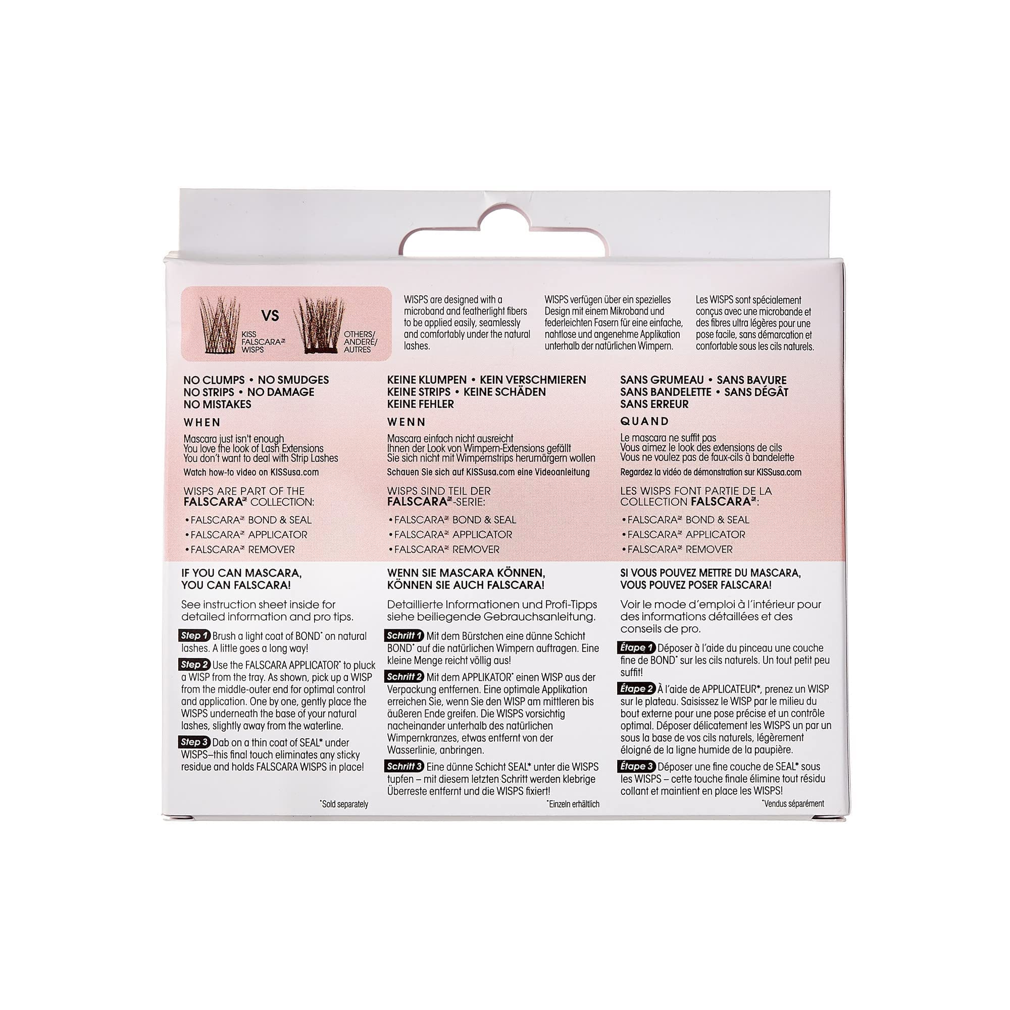 KISS Falscara DIY Eyelash Extension Volumizing Wisps - Featherlight Synthetic Reusable Artificial Eyelashes Pack of 10 Mini Lash Clusters for that Authentic Eyelash Extension Look