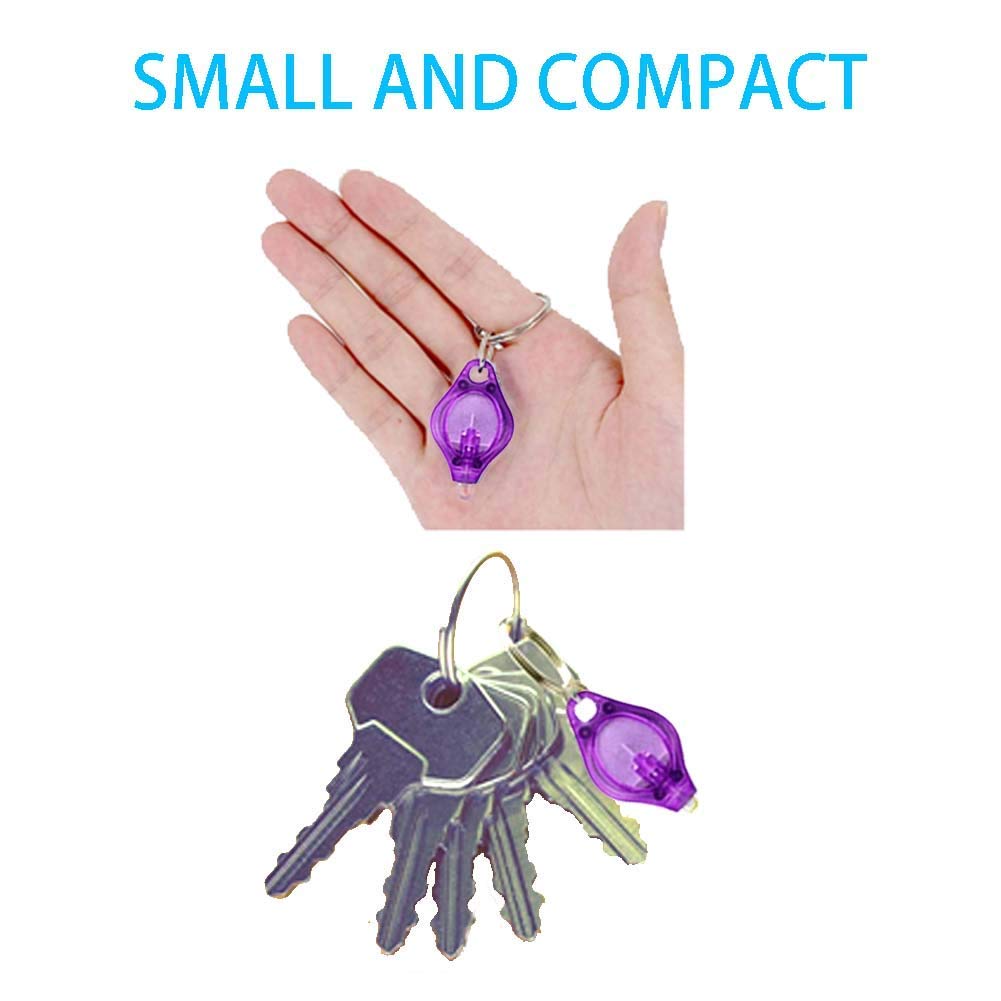 JWISLAND 15 Pack 395nm UV Mini LED Keychain Flashlight Black Light UV Lights Key Ring Light Torch (Purple)
