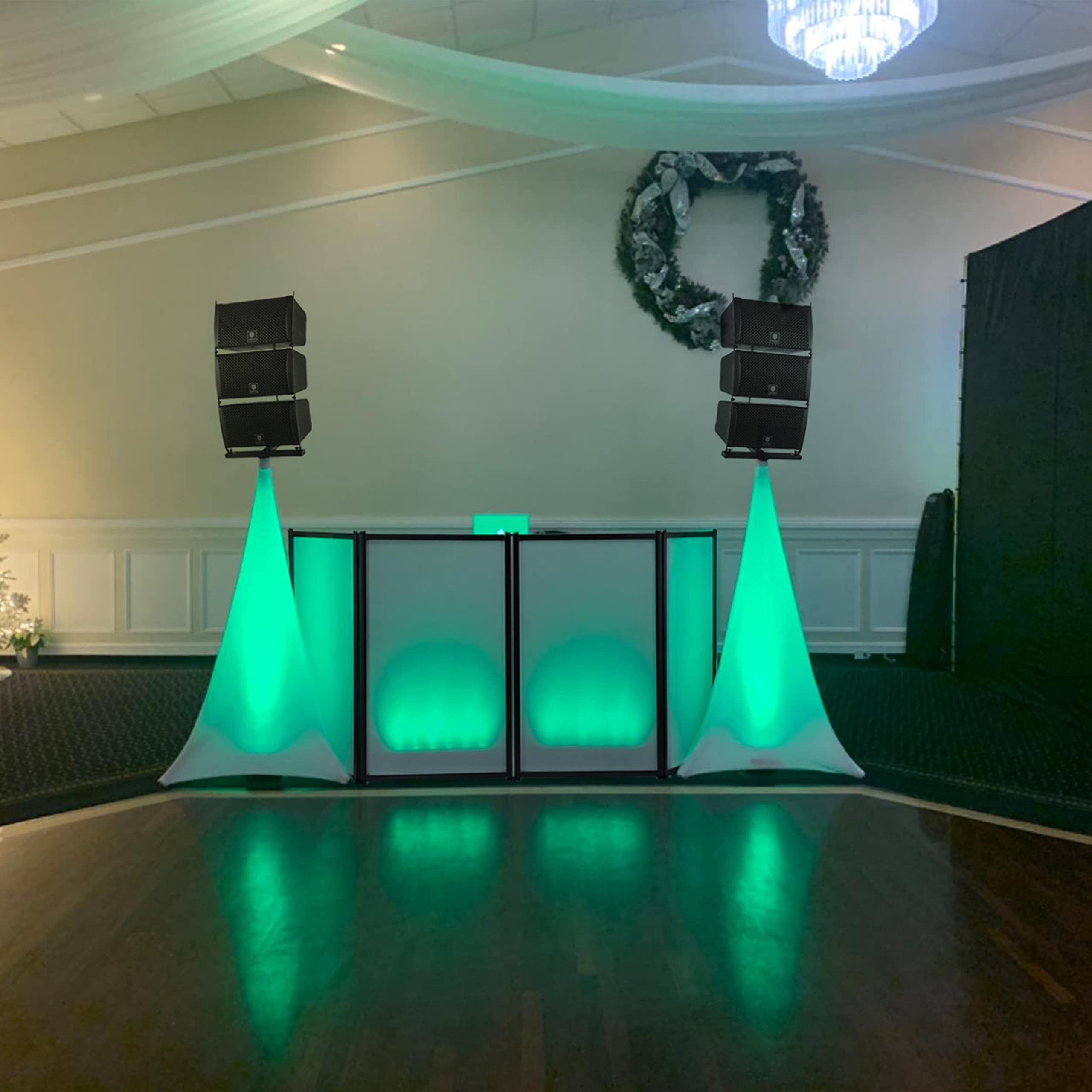 RECK PF-33 47" DJ Foldable Facade Portable Event Booth Panels 4 Detachable Black Metal Frame Projector Display Scrim Panel with Carry Bag