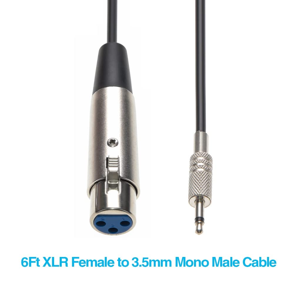InstallerParts 6Ft XLR Female to 3.5mmm Mono Male Cable -Can Be Used with Microphone Cables, Audio Interfaces, PA Applications and More!