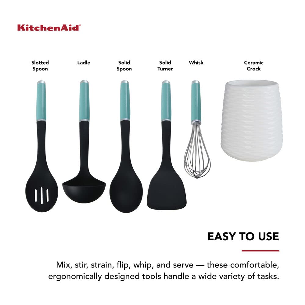 KitchenAid KQ562BXERA Tool and Gadget Set with Crock, 6-Piece, Red
