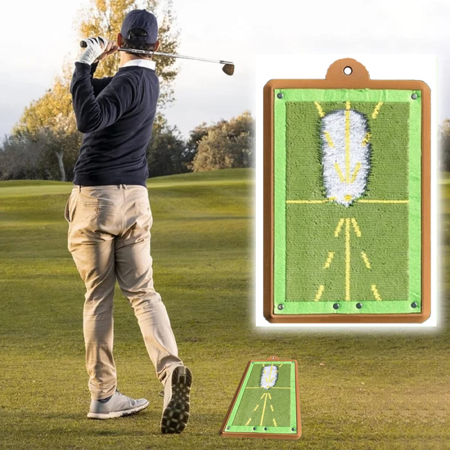 NARKEN Golf Training Mat for Swing Detection Batting, 2023 Newest Premium Golf Impact Mat, Golf Path Feedback Golf Practice Mats, Indoor/Outdoor Golf Training Aid Equipmen, green