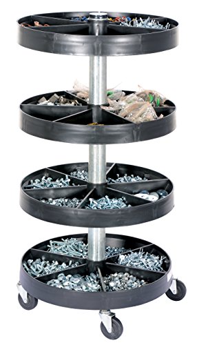 Vestil PBIN-19 Portable Parts Bin with Casters, Plastic, 220 lbs Capacity, 19-1/2" Diameter, 38-1/2" Height