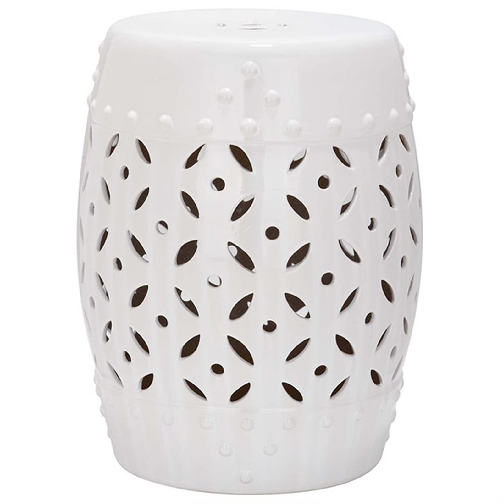 JADESA Decorative Ceramic Garden Stool, White Glazed Hollow Out Shoe Changing Stool, Suitable for Living Room, Balcony, Garden, Etc
