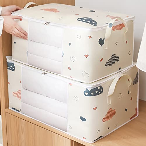 Vetitkima Storage Bags for Clothes, Comforter Storage Bag Folding Organizer Bag for King/Queen Comforters, Pillows, Blankets, Bedding/Quilt, Blanket, Duvet