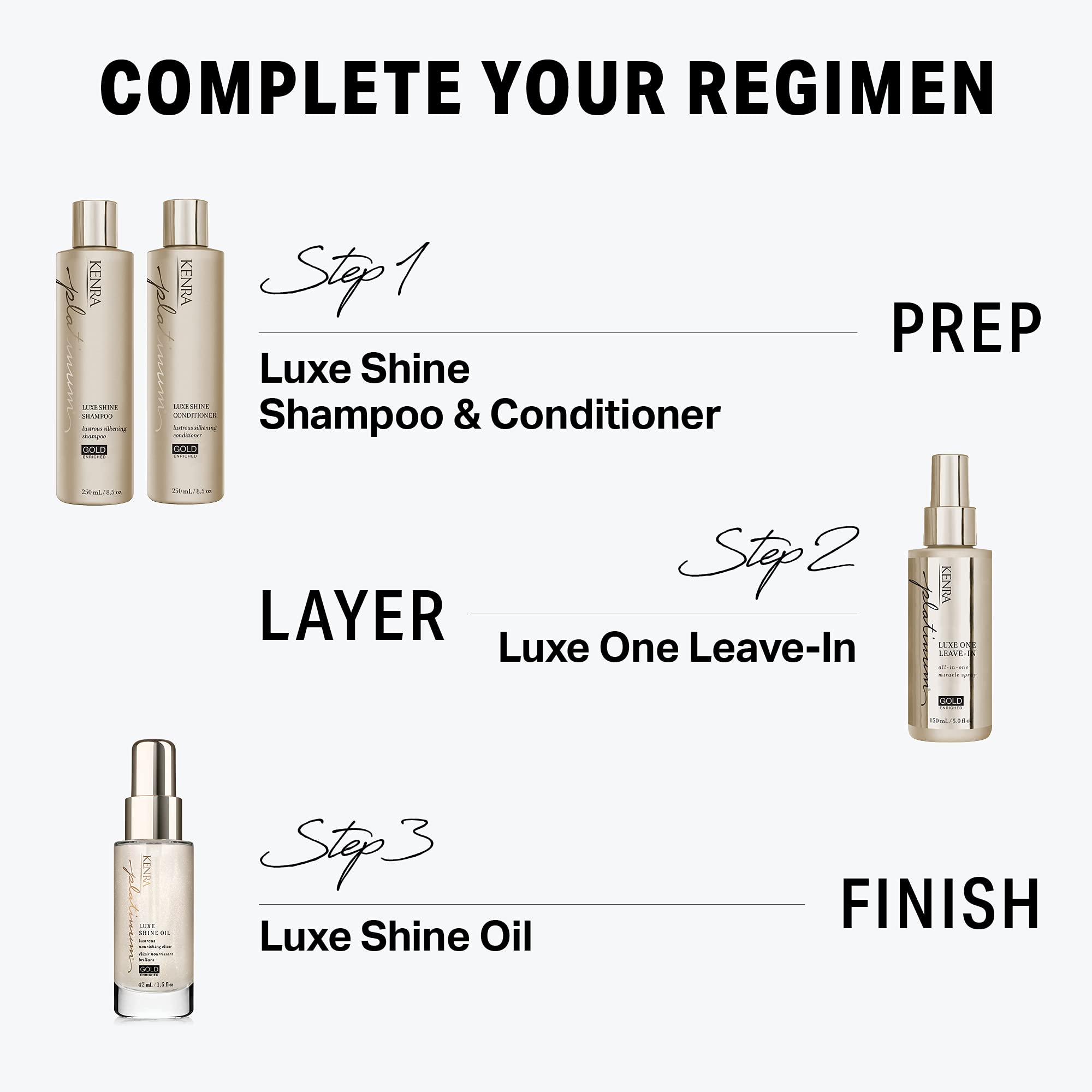 Kenra Platinum Luxe Shine Shampoo/Conditioner | Gold Enriched | Transforms Dull And Lifeless Strands To Glamorous And Full-Bodied Hair | All Hair Types | 31.5 fl. Oz (Set)