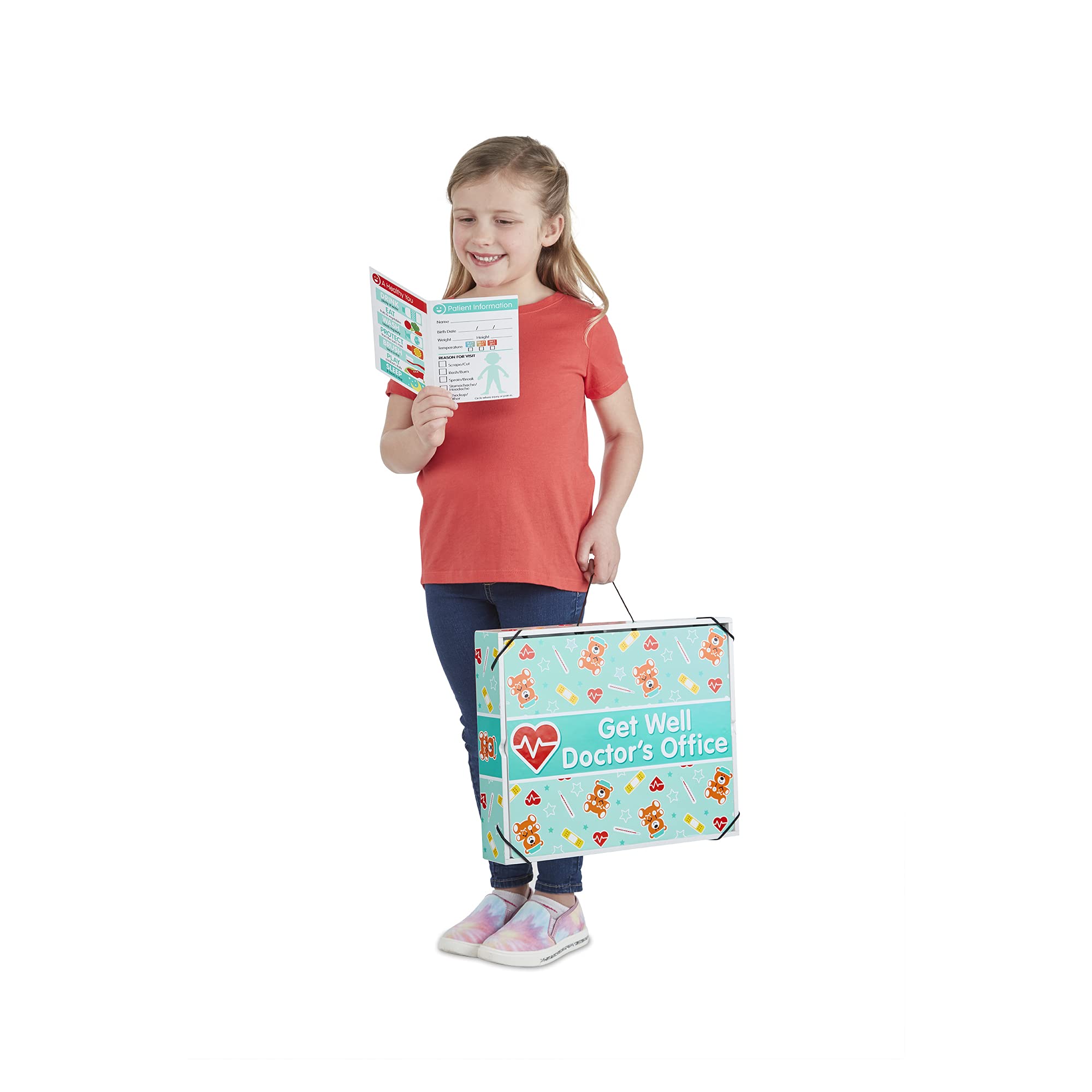 Melissa & Doug Deluxe Doctor’s Office Play Set with Take-Along Wooden Case and Magnetic Play Board – 46 Pieces