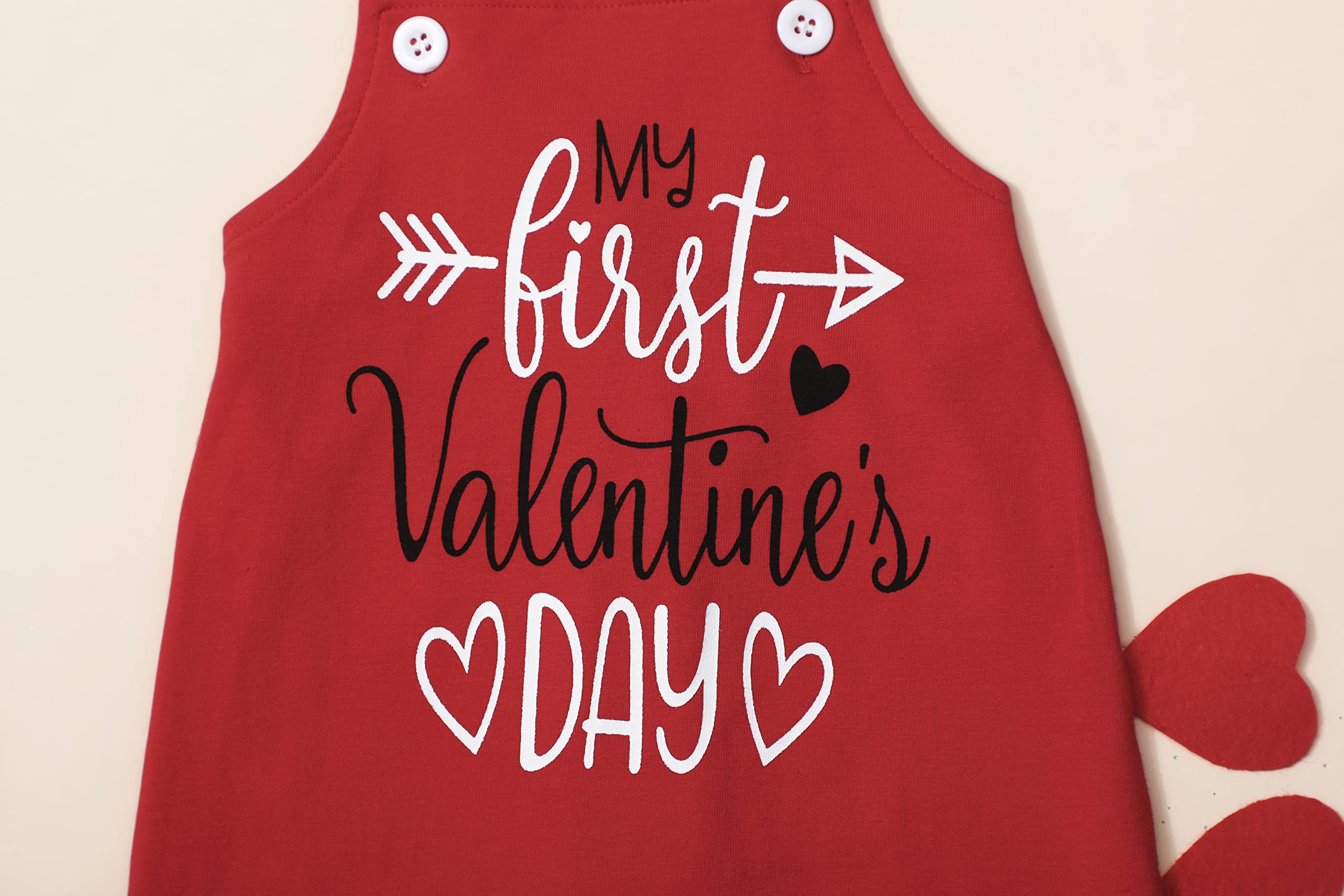 Tomolant toddler boy valentines day outfit love pattern plaid long sleeve romper +red jumpsuit +hat 3PCS valentines boy outfit