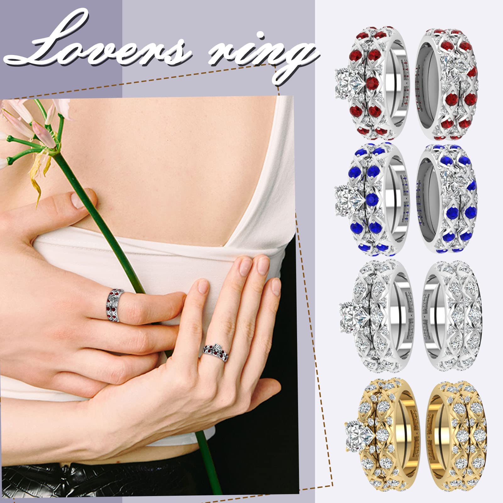 King and Queen Tungsten Rings Personalized Couples Ring Set His and Hers Cubic Zirconia Wedding Bands Anniversary Rings Sliver