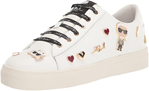 Karl Lagerfeld Paris Cate Shoes – Sneakers for Women with Iconic KLP Pins, Bright White, 11