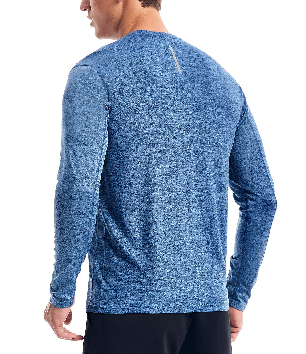 Long Sleeve Workout Shirts for Men Dry Fit Moisture Wicking(Blue Heather,L)