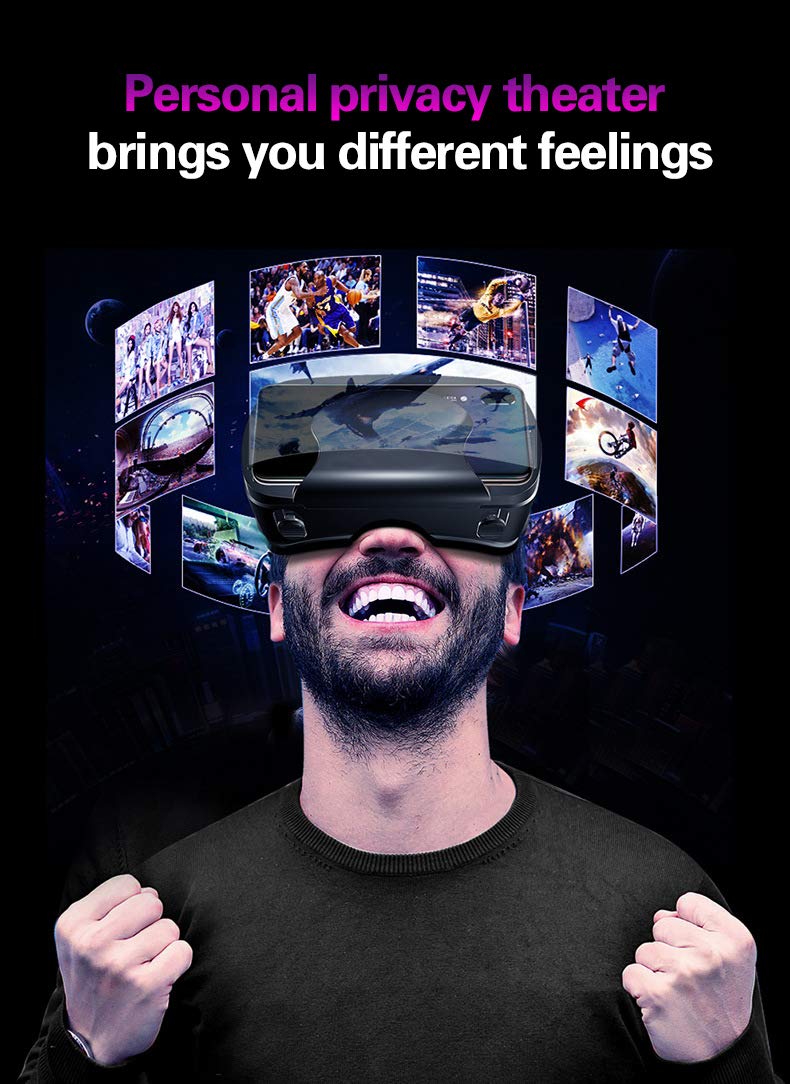 LOOCOO 3d Pro VR Glasses,Virtual Reality Glasses,Full-screen Visual VR Player,Wide-angle VR Glasses,Suitable for 5 to 7-inch Smartphone Devices