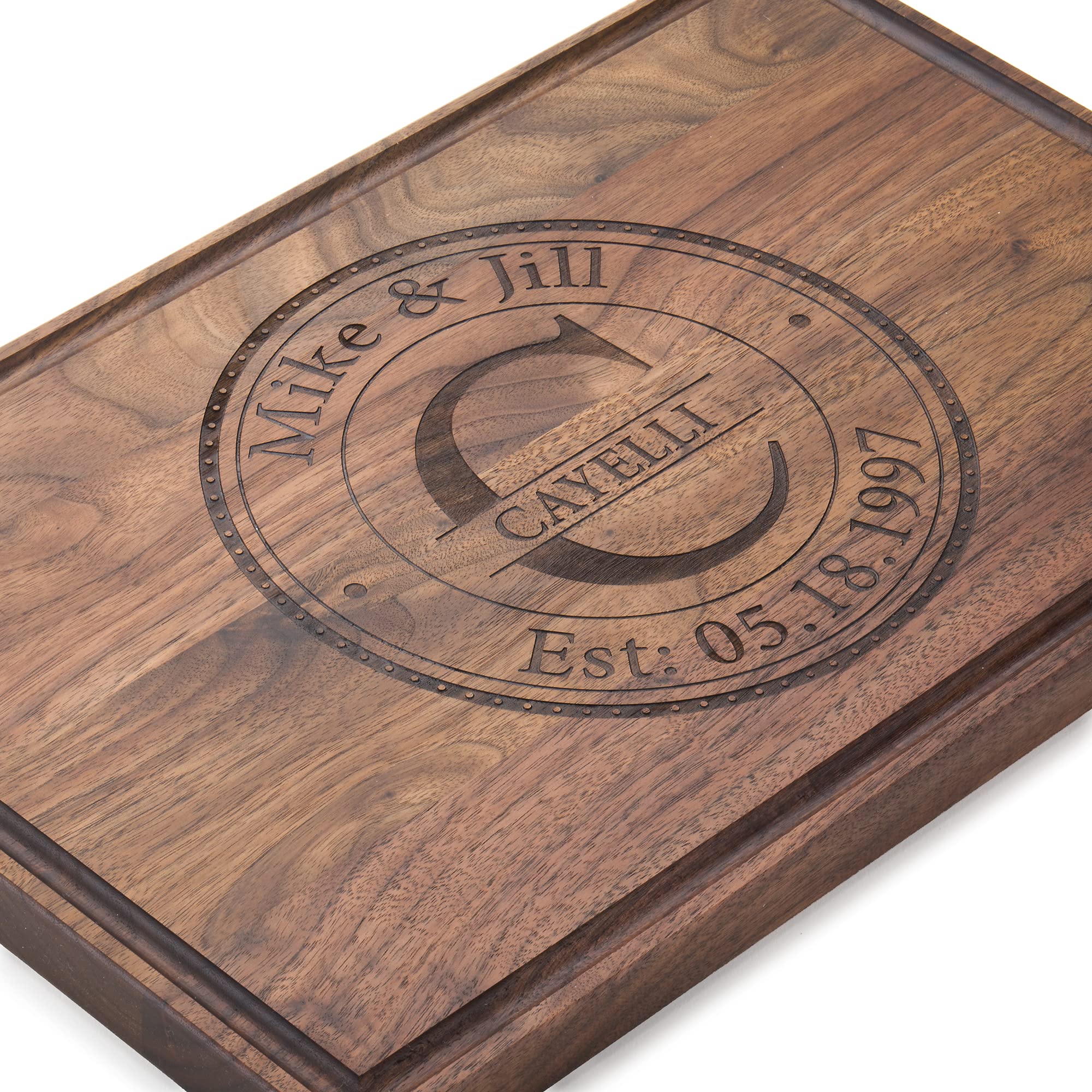 Personalized Monogram Cutting Board with First Last Names, Date - Custom Cutting Boards for Couples Wedding, Anniversary, Housewarming Gift - Engraved and USA Made Customizable Kitchen Decor Gifts