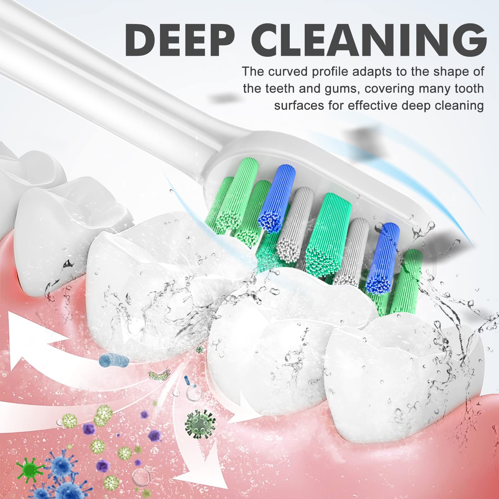 Toothbrush Replacement Heads Compatible with Philips Sonicare, 8 Pack, Electric Brush Head