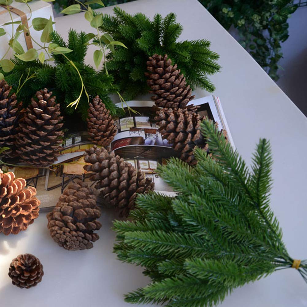 IRICEYE Christmas Decoration,10Pcs Artificial Plant Pine Needle Branches DIY Home Garden Holiday Party Decor - 10pcs