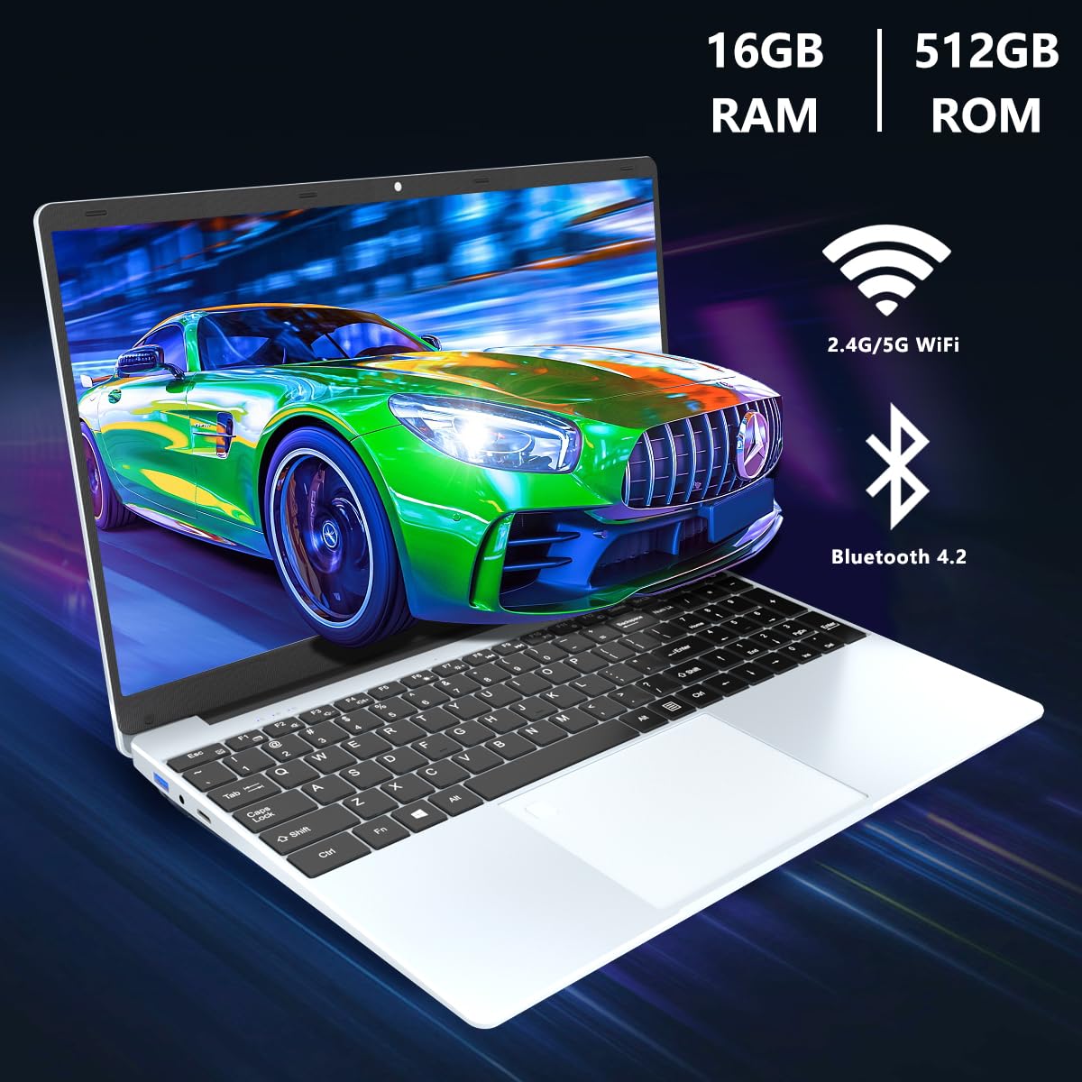 KUU Gaming Laptop,16GB RAM 512GB SSD, Intel N5095(Up to 2.9GHz), 15.6" FHD IPS Display, Windows 11 Laptop, Wi-Fi 6, BT, Fingerprint Reader, Backlit Keyboard