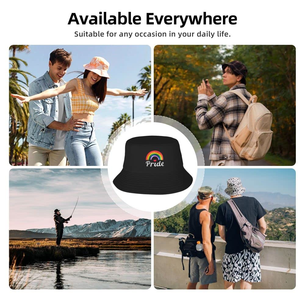 Pride Bucket Hat Rainbow LGBT Bucket Hat for Men Women Reversible Packable Gay Pride Hat for Pride Month