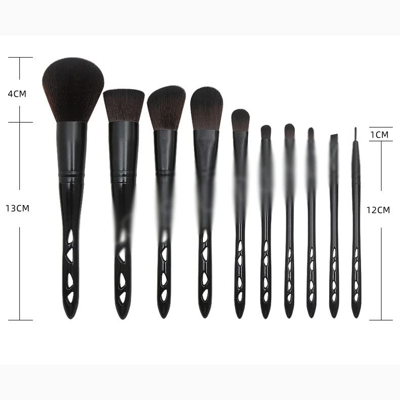 TREXD 10 Pieces Of Porous Makeup Brush Set, Black Barreled Eye Makeup Tools