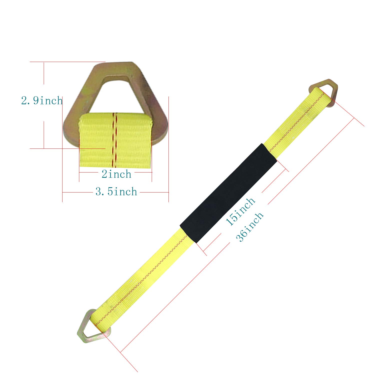 KJE Axle Tie Down Strap, 2"X36" Premium Axle Tie Down Strap with D-Ring Up to 10000lbs Capacity and Protective Sleeve-High Tension Proof & Heavy-Duty (1PSC x 10000LBS)