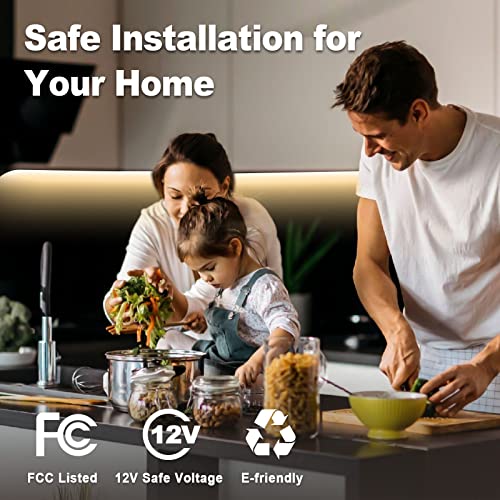 TJOY 19.6ft Under Cabinet Lighting + 50ft Bluetooth LED Strip Lights, 6PCS Dimmable 2700k-6500k Warm White to Daylight Bright LED Strip Light Bars for Kitchen Cabinet, Counter, Shelf