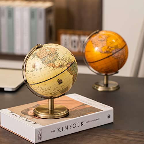 XINXUAN Globes of The World With Stand Mini Antique Globe ,Educational/Geographic/Modern Desktop Decoration ,Stainless Steel Arc And Base - Apply To for School, Home and Office