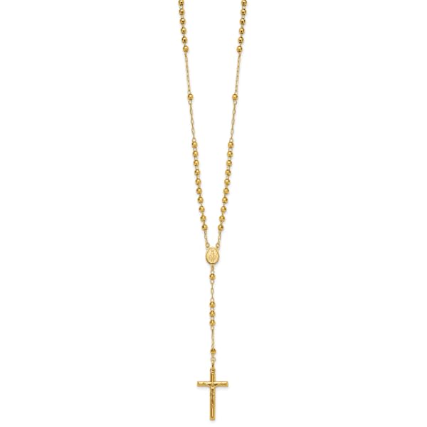 IceCarats 14K Yellow Gold 4mm Beaded Rosary Necklace 24 inch Chain