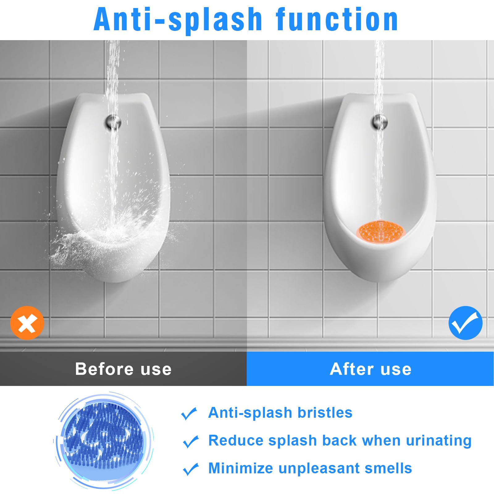 Urinal Screen Deodorizer 50 Pack,Urinal Cakes Deodorizer Anti-Splash Urinal Screens for Urinals in Restrooms, Restaurants, Office, Schools (25 Blue+25 Orange)