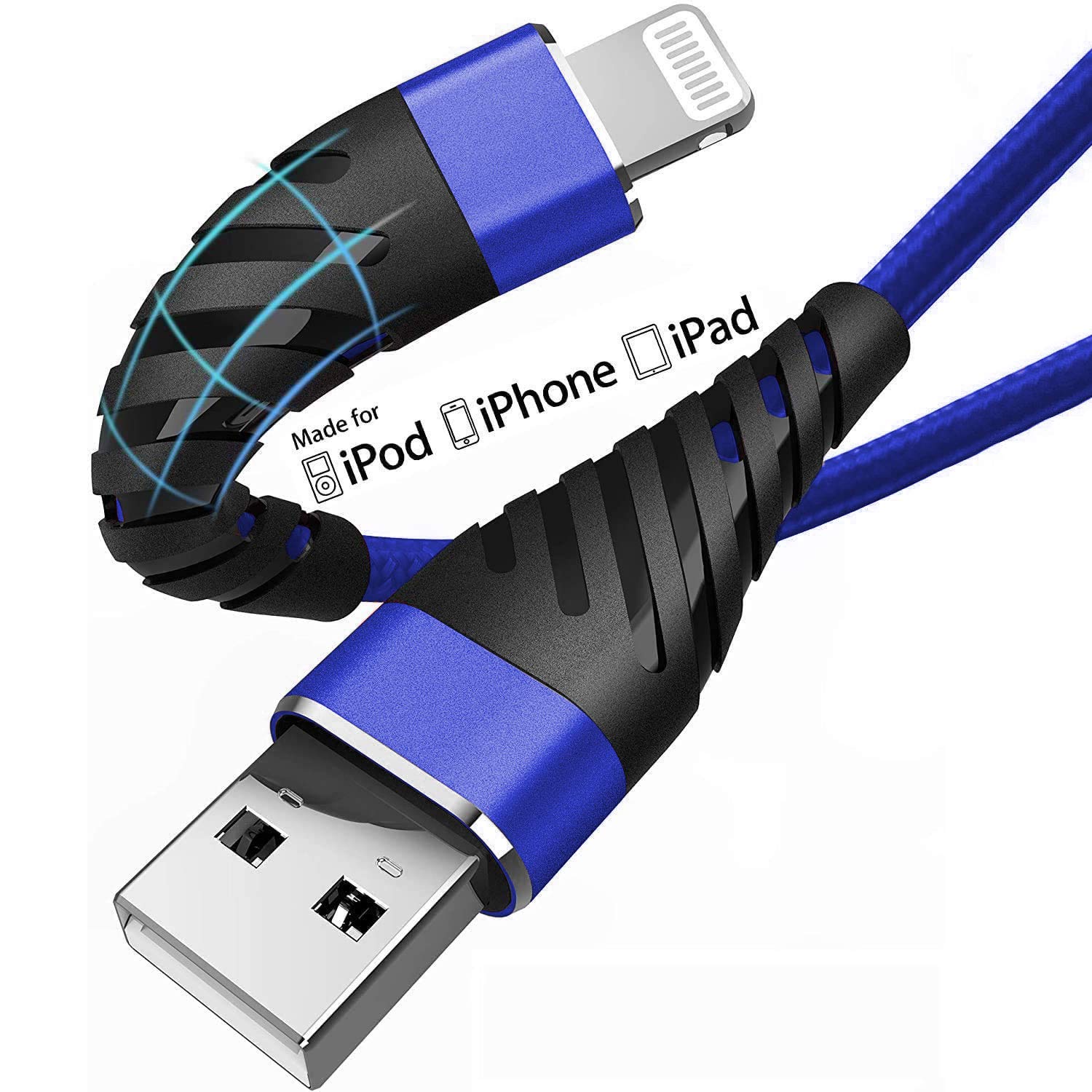Long iPhone Charger Cable 10ft for [MFi Certified],(2 Pack) CyvenSmart 10 Foot Lightning Cable Fast Charging Cord 10 Feet for iPhone 11/11 Pro/11 Pro Max/XS/XS Max/XR/X/8/8 Plus/7/7 Plus-Blue