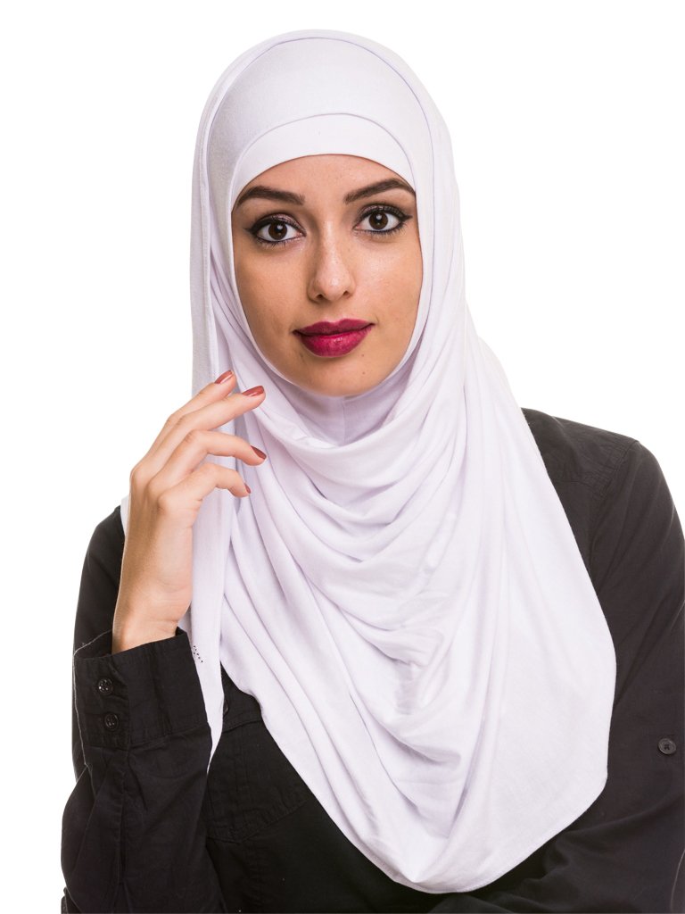 Kashkha Women's Ready To Wear Instant Hijab Scarf , White, 22inches Width*77inches Length /(55cm*200cm)