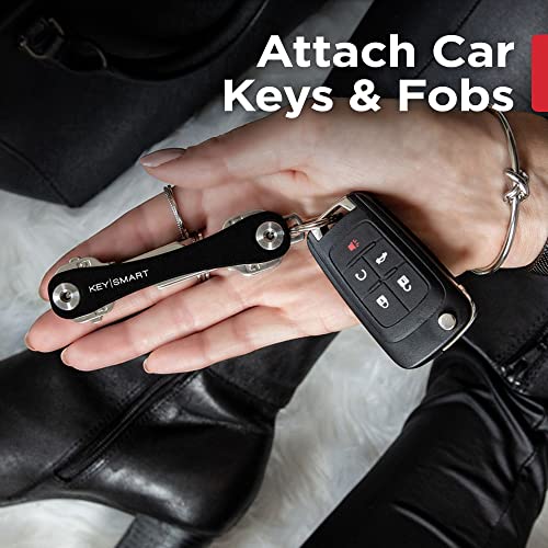 KeySmart Key Holder for Keychain Key Ring - Compact Key Organizer Key Chain Key Case, Minimalist Pocket-Sized EDC Keychain, Loop Piece for Car Fobs, Expandable (up to 8 Keys, Black)