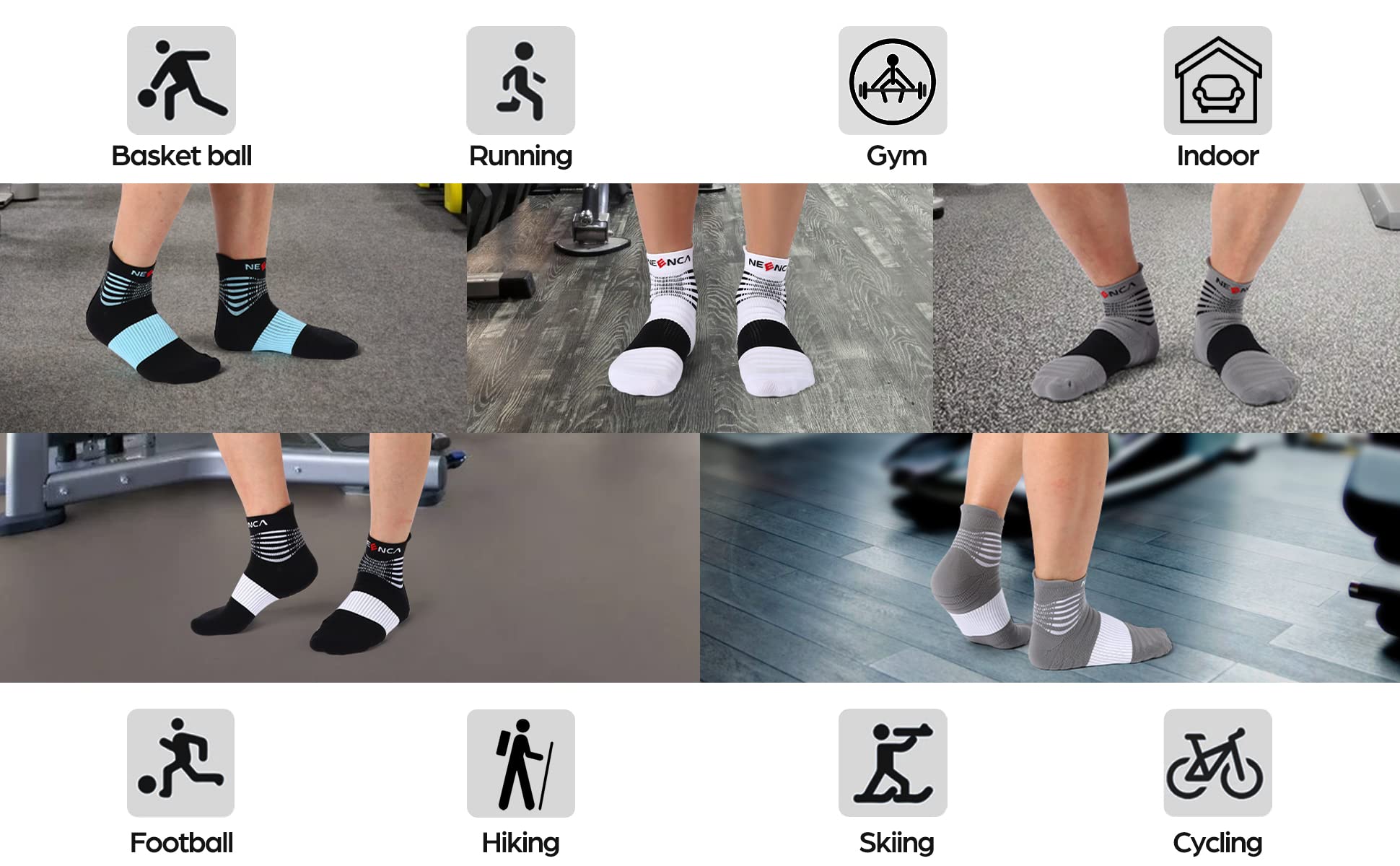 NEENCA Professional Compression Socks, Medical Athletic Ankle Socks for Injury Recovery & Pain Relief, Sports Protection, Circulation β1 Pair, 20-30 mmhg