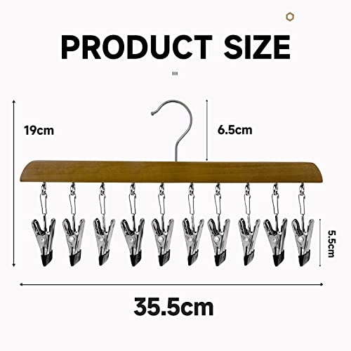 YI Boutique Hat Organizer, Wooden Hat Hangers for Closet, Hat Racks for Baseball Caps, Set of 2 Cap Organizer with 10 Adjustable Stainless Steel Clips, Hat Storage Fits All Caps