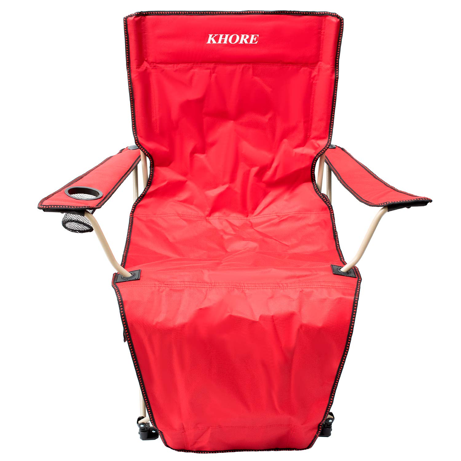 Khore Automaticly Adjustable Recliner Folding Camping Chair with Footrest (Red)