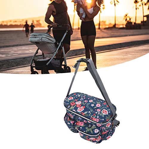 Travel Mommy Bag Diaper Bag Tote Large Capacity Outdoor Multi Functional Hanging Mommy Bag (Flower)