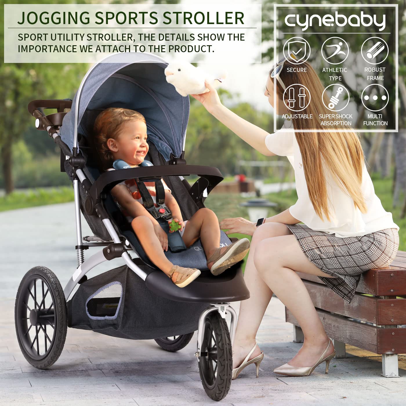 Jogging Stroller Fold City Travel Citi Jog Strollers Single Toddler Baby Pram Jogging Compact Urban Ultralight Joggers Beby Carriage Pushchair Stroller Travel System 3 wheels