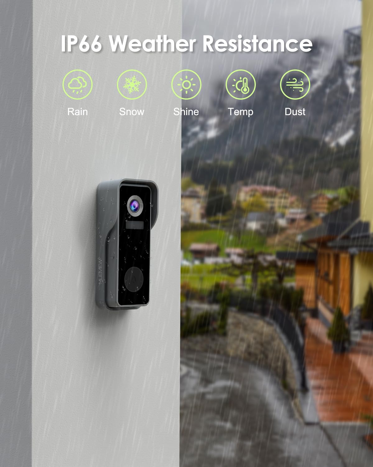 MUBVIEW Wireless Doorbell Camera with Chime 2K HD, WiFi Video Doorbell Camera with Voice Changer, Motion Detector, Anti-Theft Device, Night Vision, 2-Way Audio, SD/Cloud Storage, No Subscription